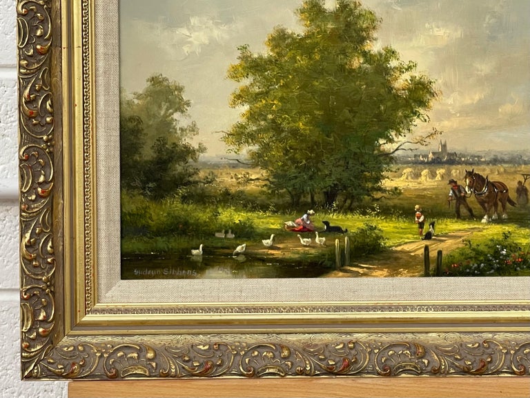 Idyllic Countryside Scene with Children, Ducks, Horse & Dogs by British ...