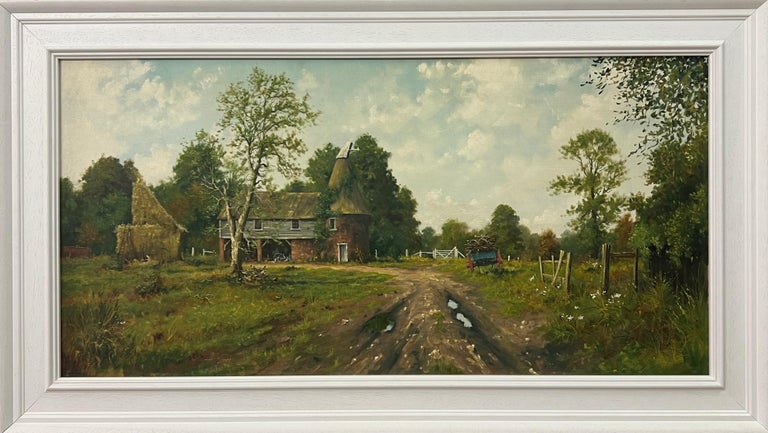 Large Farm Scene with Oast House in the English Countryside by British ...