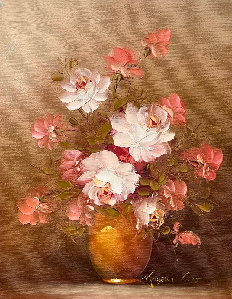 Still Life of a Vase of Pink Red & White Roses by 20th Century American ...