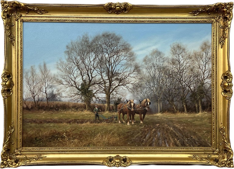 English Countryside & Trees with Horses Pulling Plough by Vintage ...