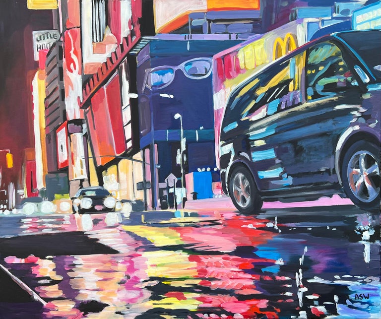 Neon Reflections in the New York City Rain by Contemporary British ...