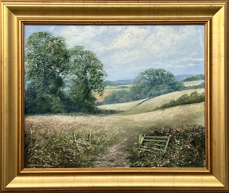 Rural Field Landscape Oil Painting of an Idyllic English Countryside ...