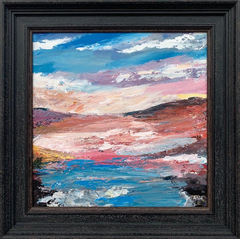 Pink & Blue Expressive Abstract Lake Seascape - Ascot Studios