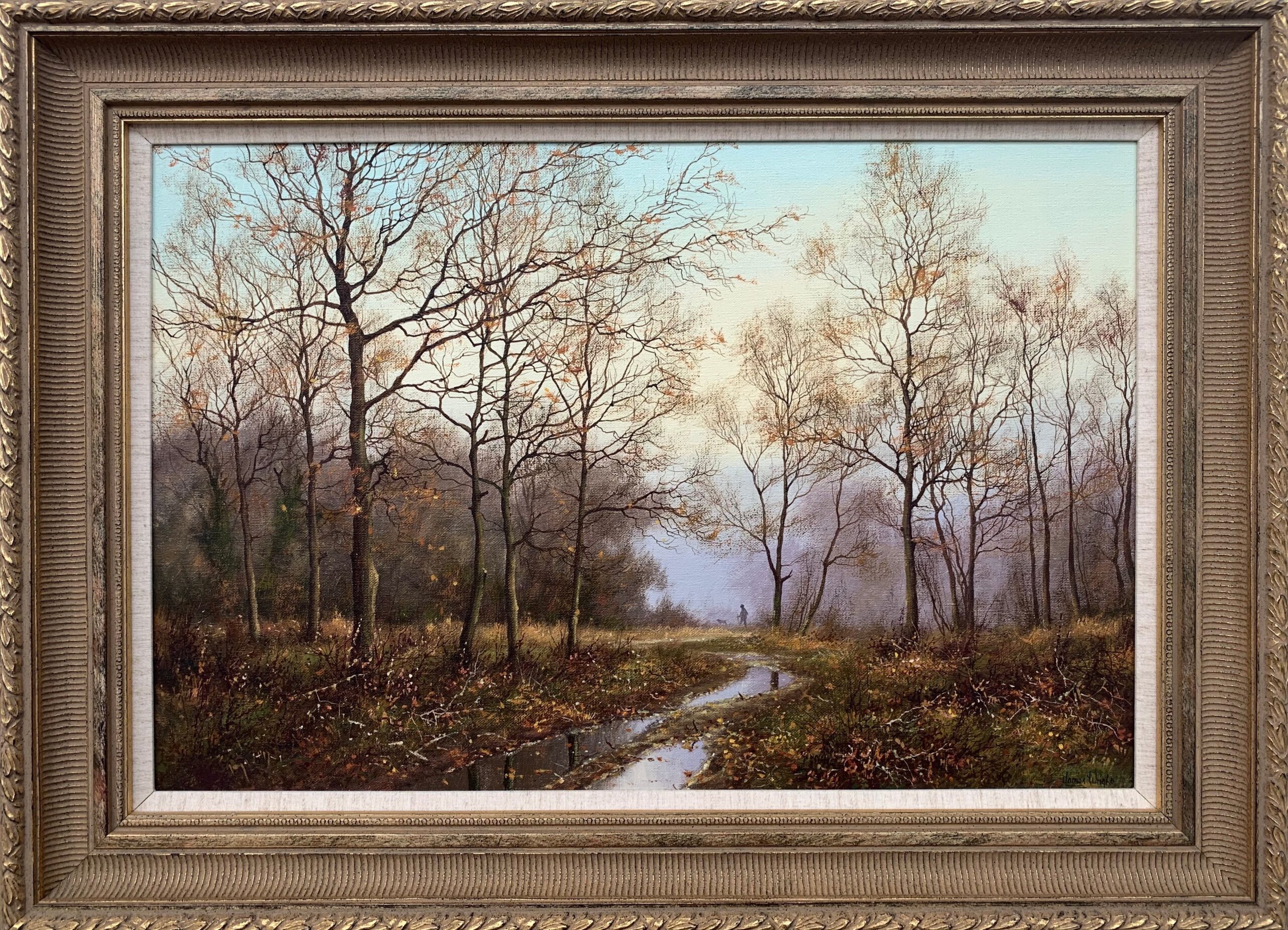 English Woodland Scene with a Man and his Dog - Ascot Studios