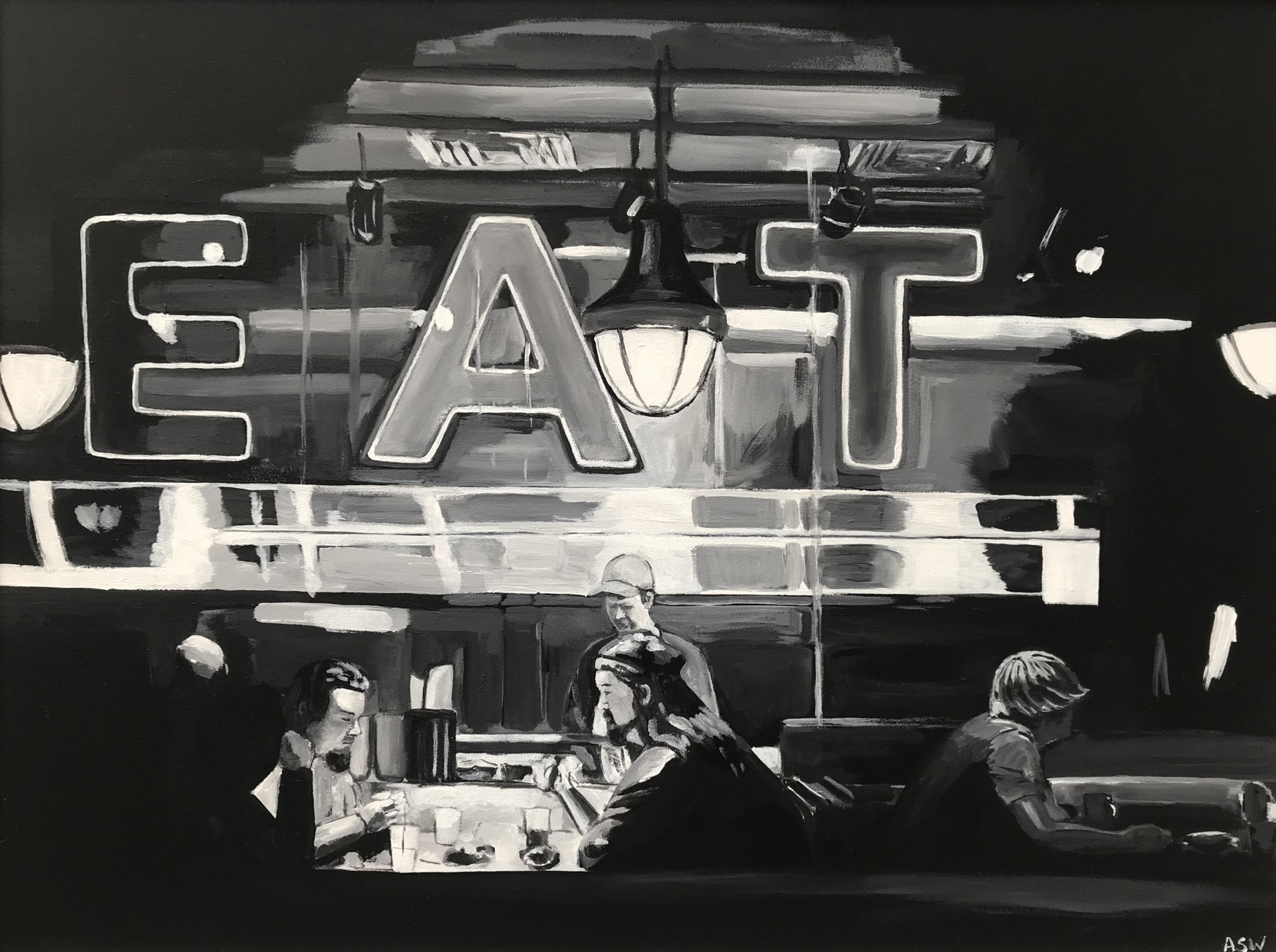 Painting of American Diner - Eat Diner - Americana Series