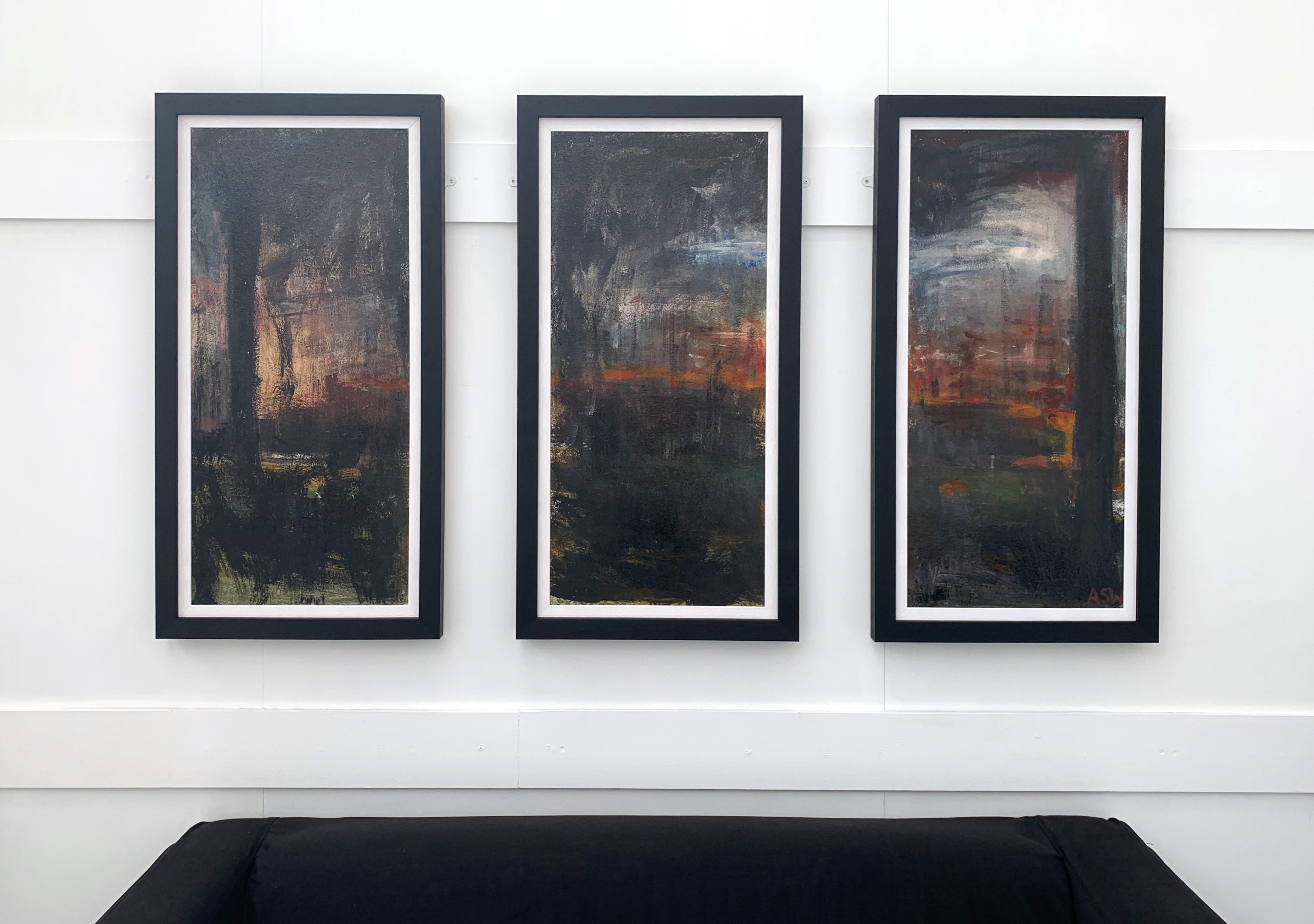 Early Triptych Abstract Forest Landscape Painting by British Urban ...